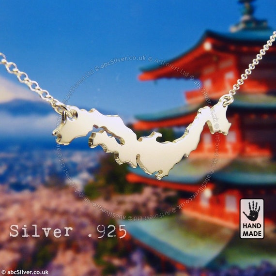 JAPAN Map Handmade Sterling Silver .925 Necklace | Etsy