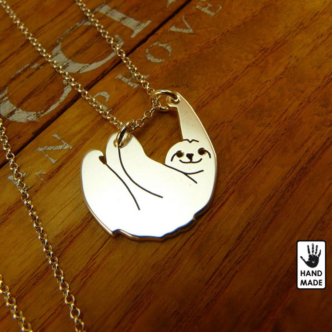 SLLOOW Sloth Handmade Sterling Silver .925 Necklace Perfect Gift - Etsy