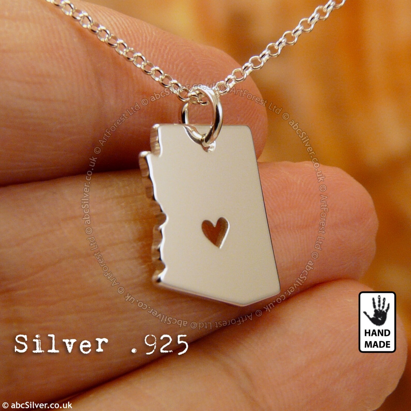 ARIZONA State Map Handmade Personalized Silver .925 Necklace - Etsy