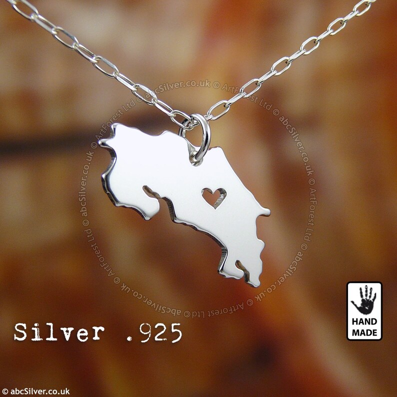 COSTA RICA Handmade Personalized Sterling Silver .925 Necklace - Etsy