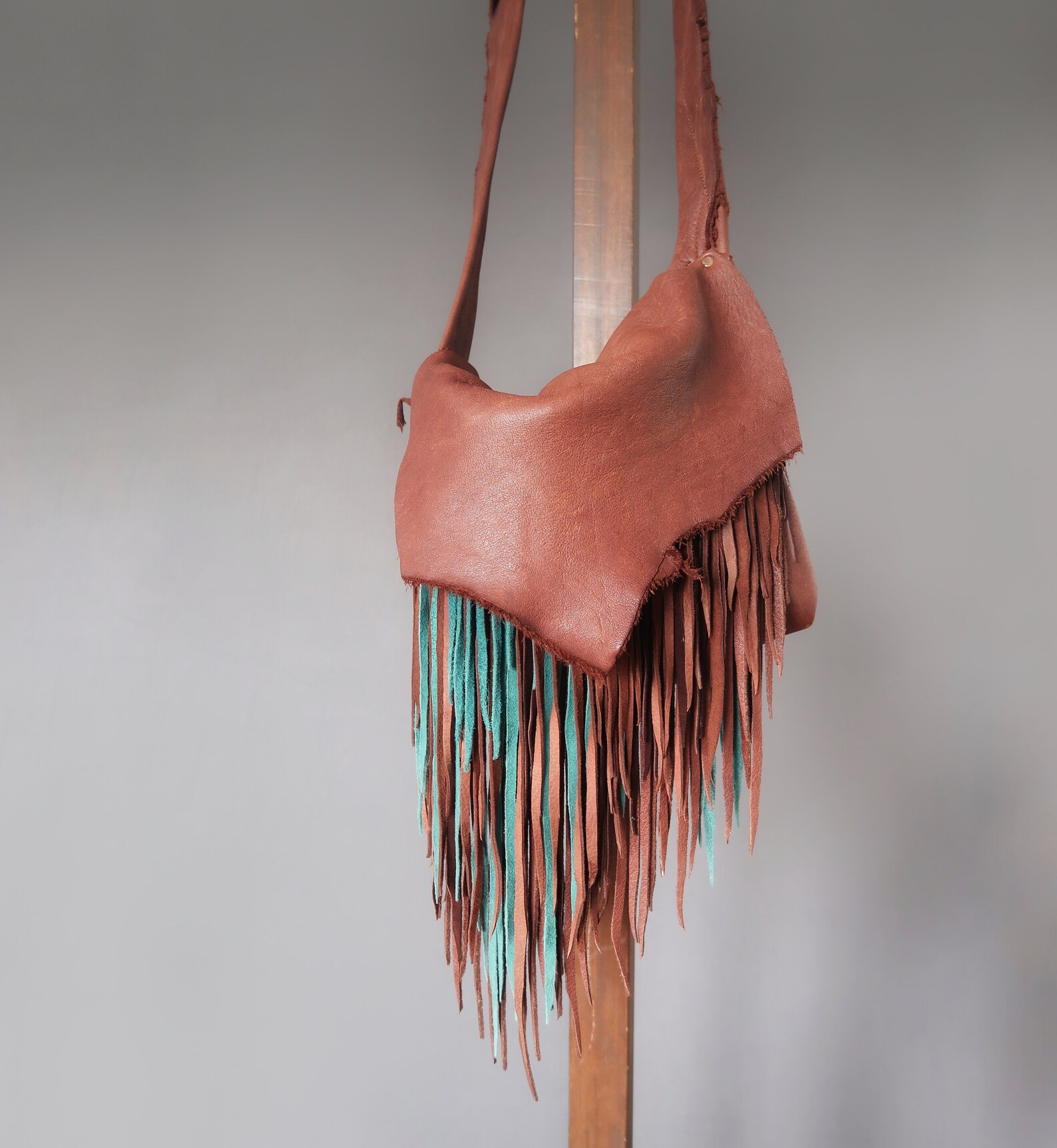 Versatile Natural Elk Hide Purse, Removable Fringe, Leather Lining, Raw ...