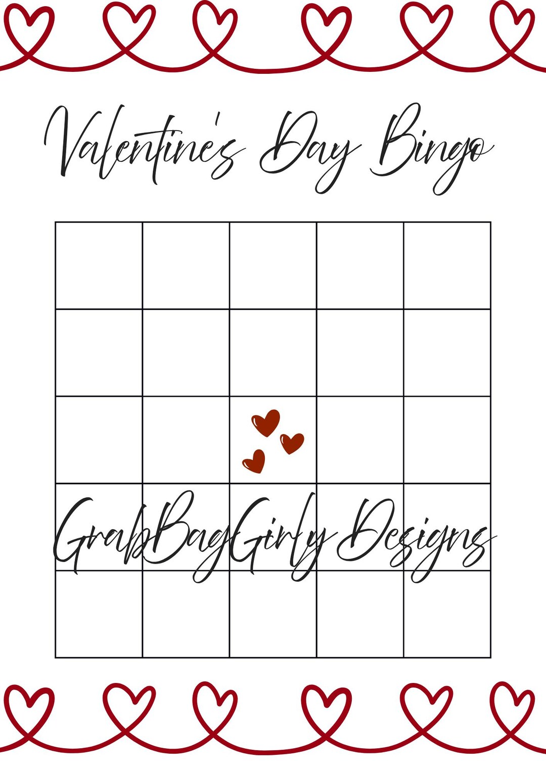 Digital Valentine's Day Hearts Bingo Printable Download! - Etsy Australia