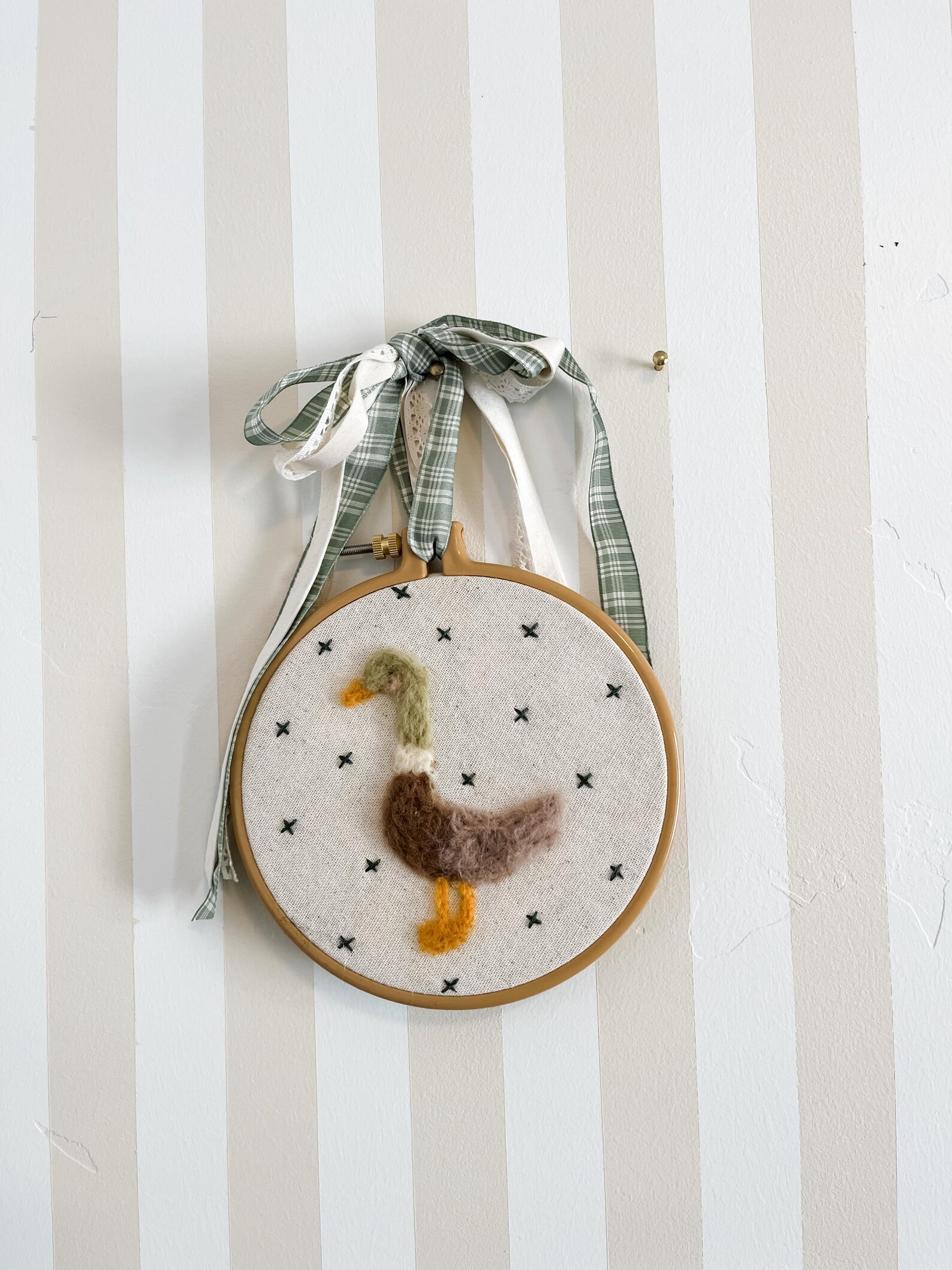 Duck Needle Felted & Embroidered Nursery Wall Hanging - Keepsake Decor ...