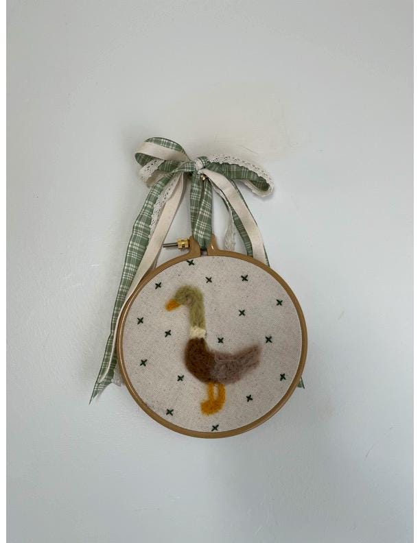 Duck Needle Felted & Embroidered Nursery Wall Hanging - Keepsake Decor ...