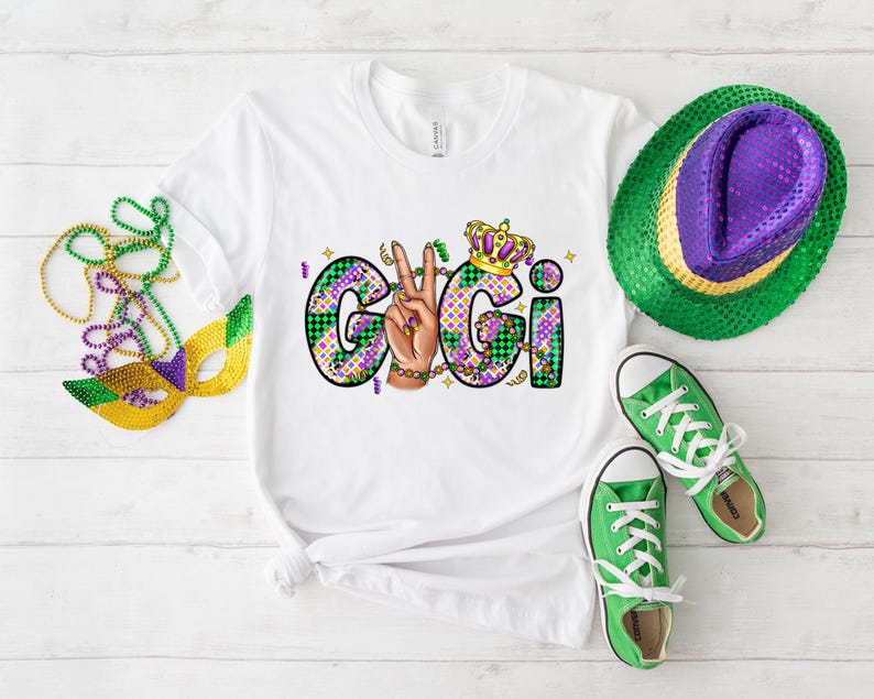 Gigi Mardi Gras Sweatshirt, Peace Sign Mardi Gras Shirt, Carnival ...