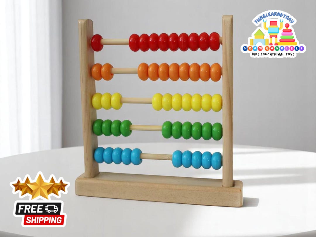 Wooden Counting Bead Frame | Colorful Math Learning Tool | Montessori ...