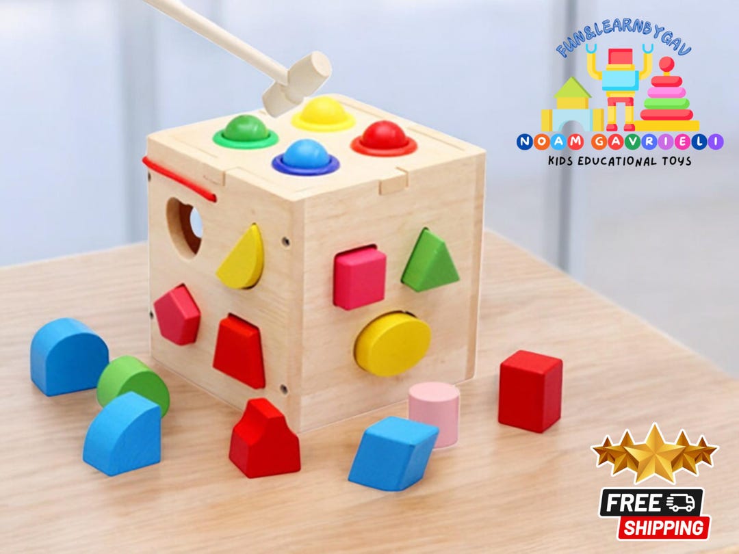 Wooden Shape Sorter | Activity Cube Box With Blocks | Early Education ...