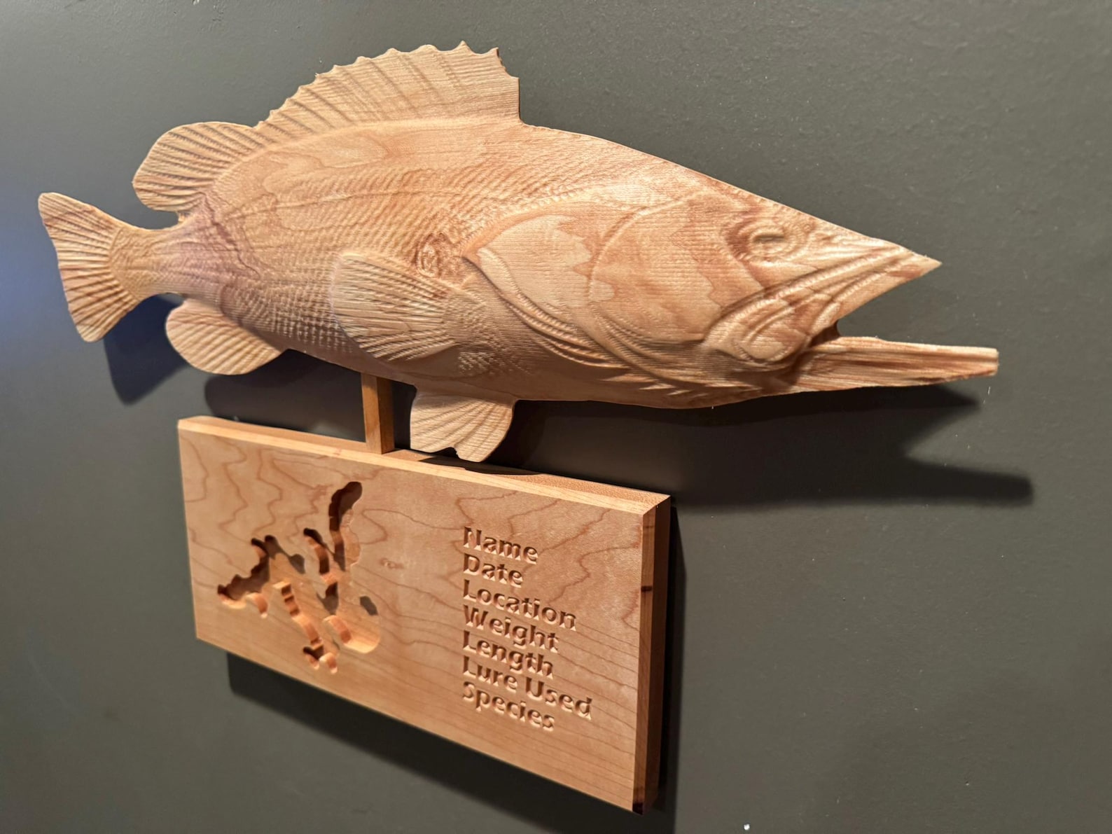 Custom Wooden Largemouth Bass Replica With Personalized Catch Details ...