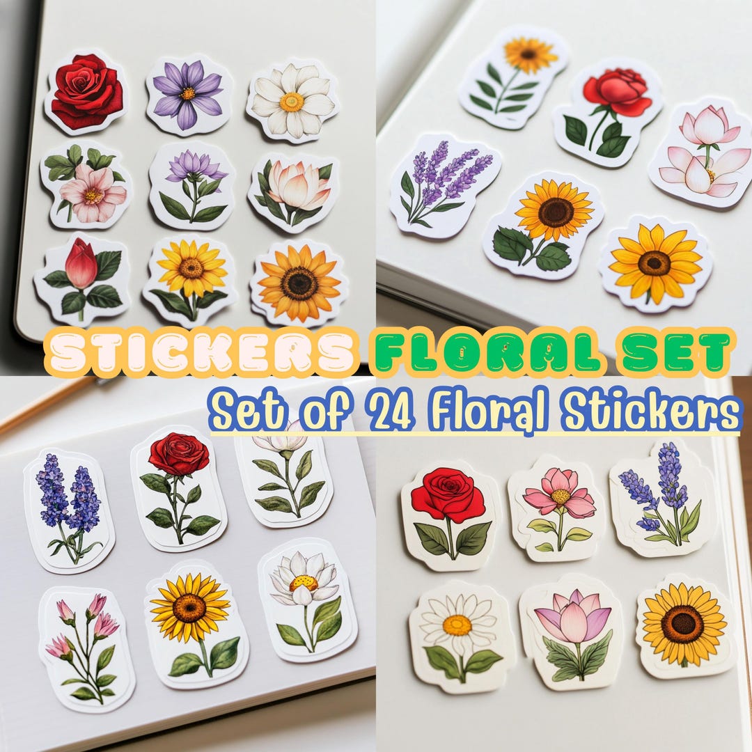 Floral Sticker Set - High-quality Digital Art - 7 Sheets Beautiful ...