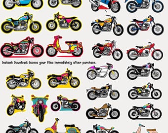 90s Motorcycle Sticker Set: Retro Bike Decals (PNG, PDF Files) - Etsy