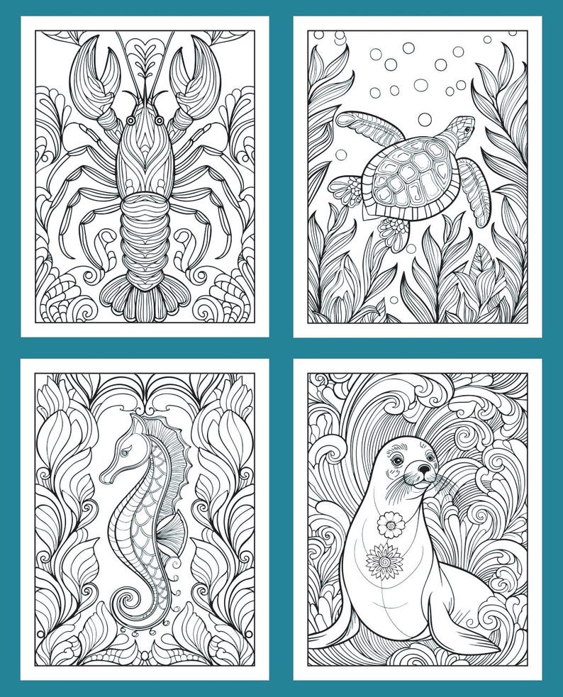 Whimsical Sea Creatures Adult Coloring Book - Etsy