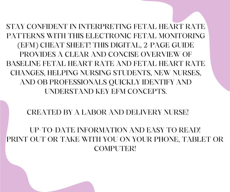 Electronic Fetal Monitoring Cheat Sheet | Study Guide | New Grad RN ...