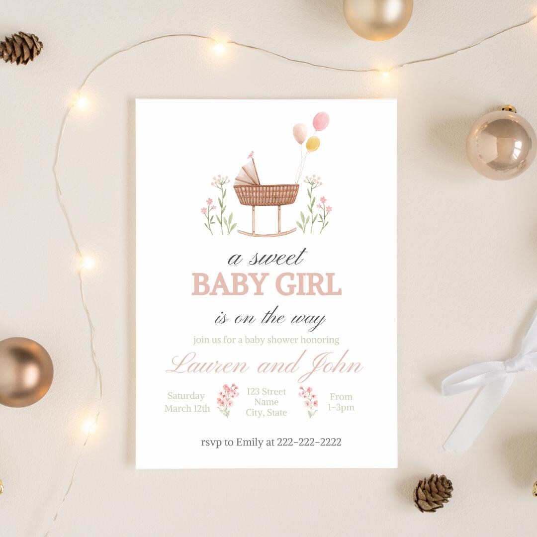 Custom Girl Baby Shower Digital Invitation - Etsy