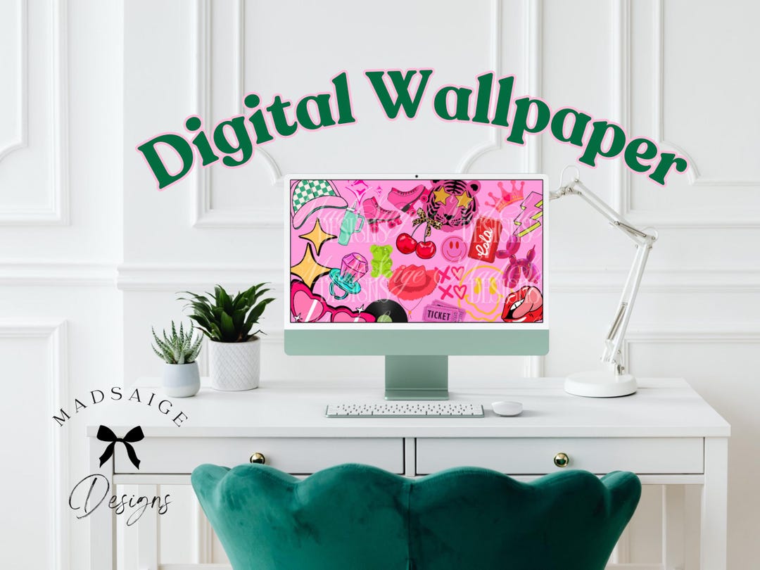 Preppy Pink Desktop Wallpaper Digital Print - Etsy