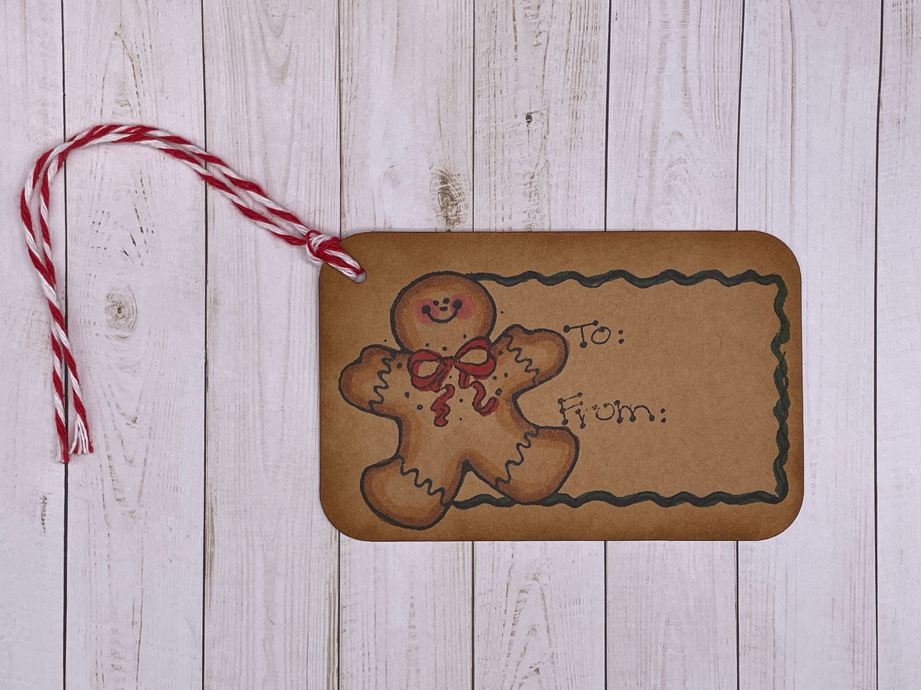 Handmade Gingerbread Man Gift Tag Set of 6 - Etsy