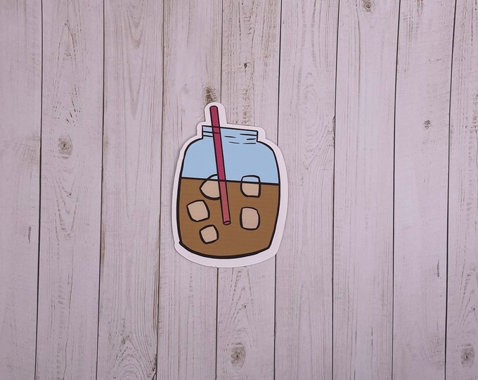 Iced Coffee in Jar Sticker - Etsy