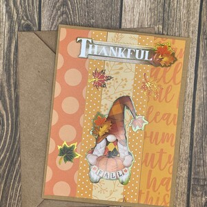 Thankful Gnome Autumn Greeting Card - Etsy