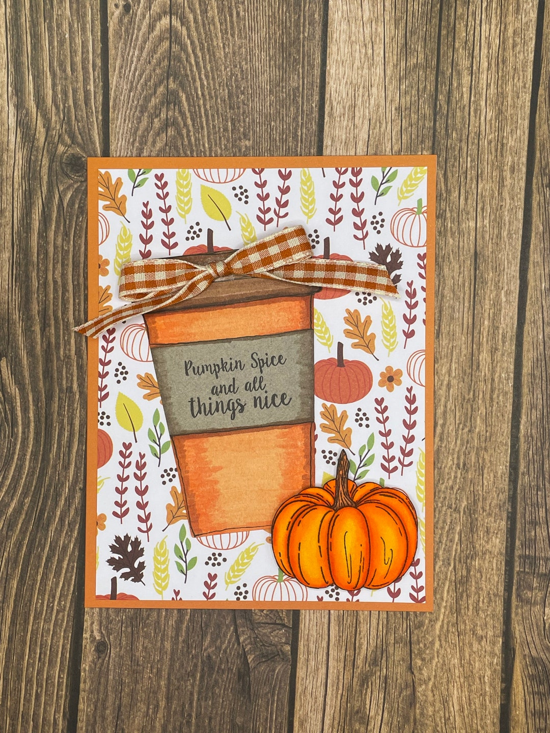 Fall Greeting Card, Pumpkin Spice and All Things Nice Coffee Cup - Etsy