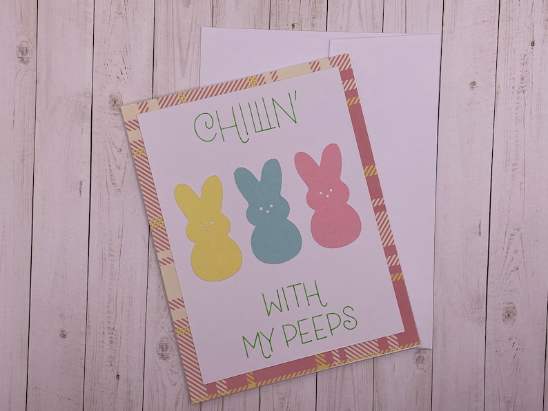 Handmade Easter Card, Chillin' With My Peeps, Bunny Peeps Card - Etsy