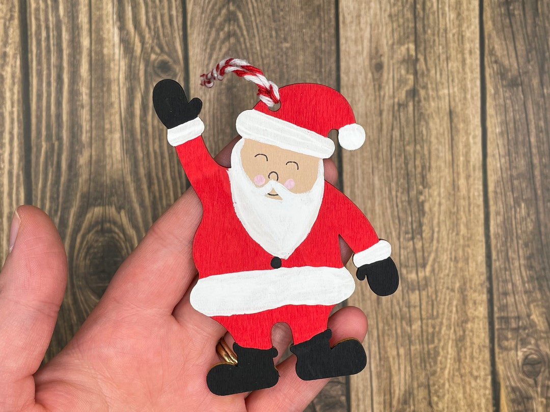 Hand Painted Wood Santa Ornament - Etsy