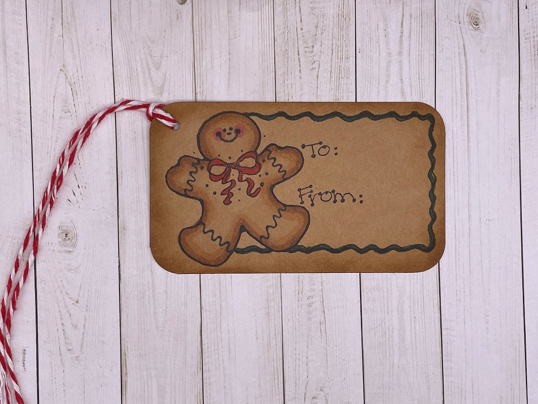 Handmade Gingerbread Man Gift Tag Set of 6 - Etsy