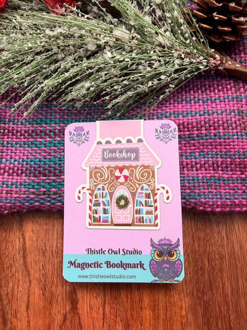 Gingerbread Bookshop Magnetic Bookmark | Holiday Reading Gift - Etsy