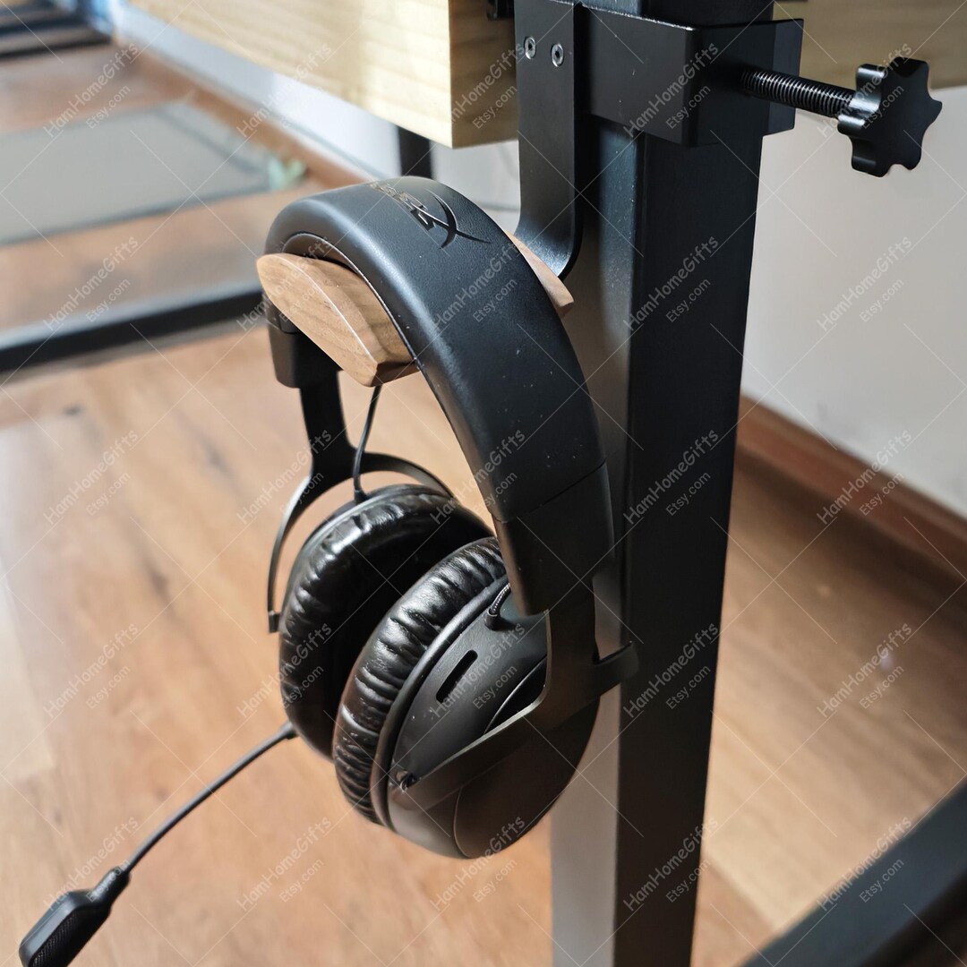 Solid Wood Headphone Holder, Handmade Wooden Headset Holder, Minimalist ...