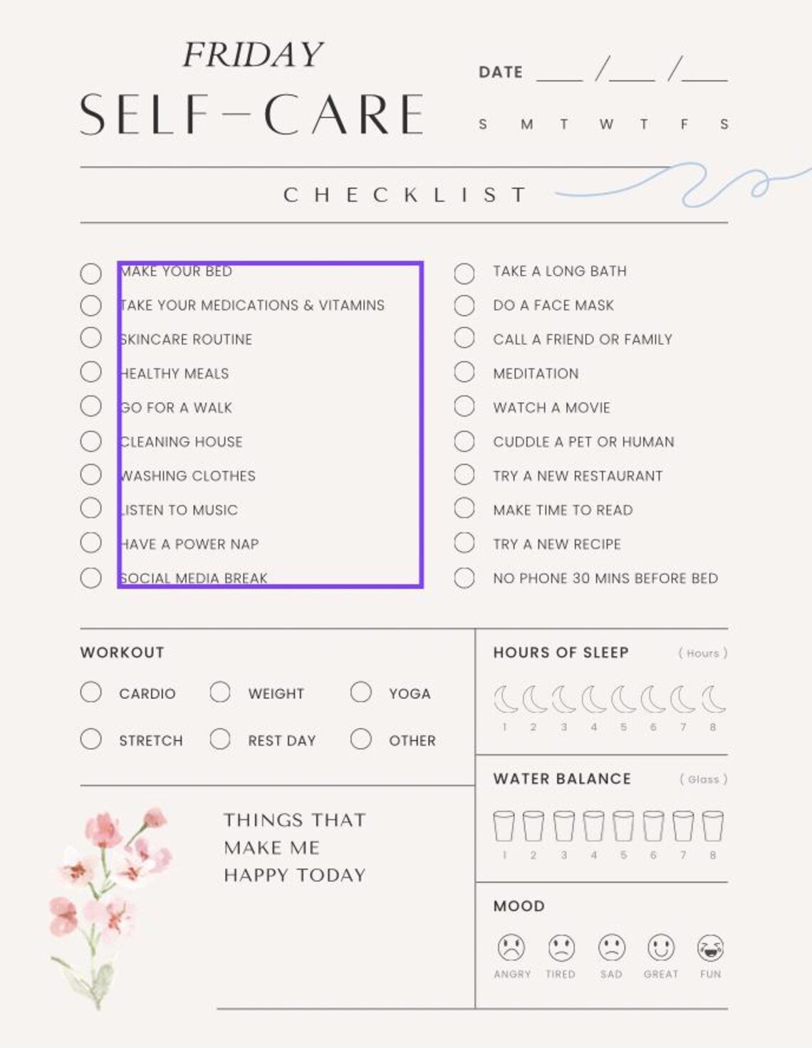 Weekly Self-care Planner - Etsy