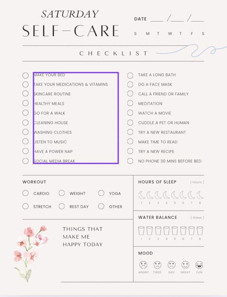 Weekly Self-care Planner - Etsy