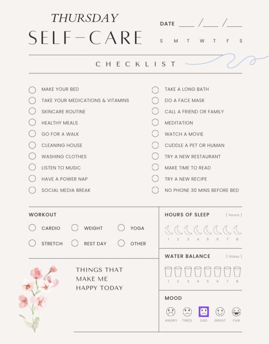 Weekly Self-care Planner - Etsy
