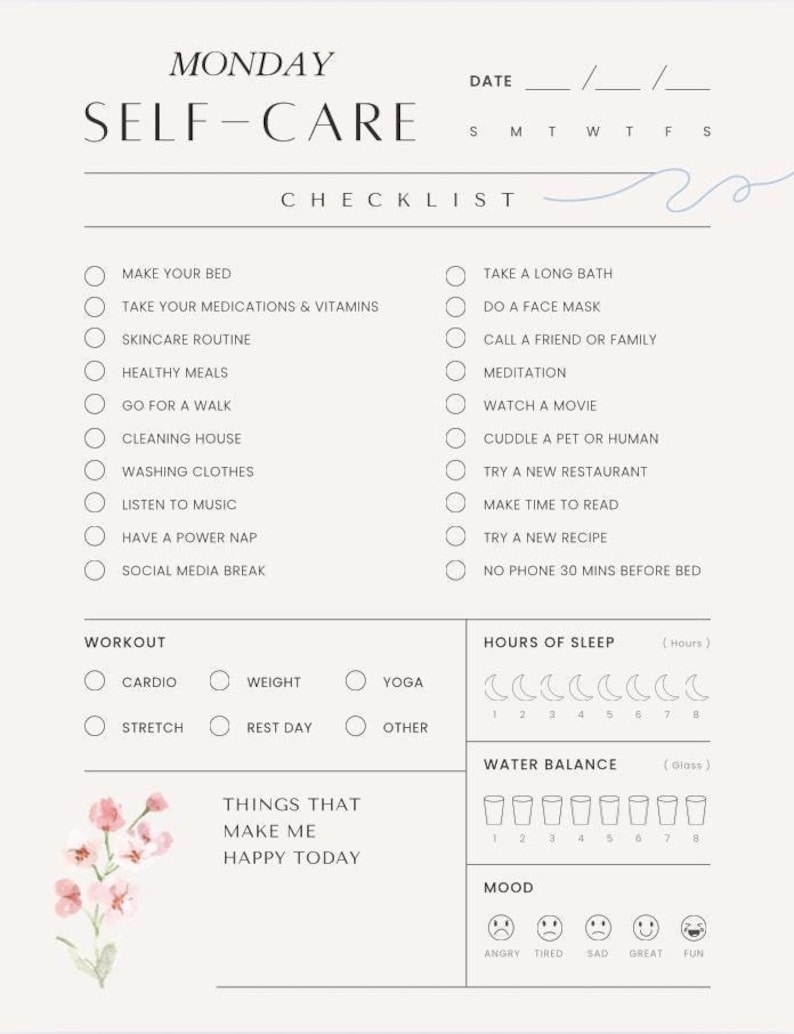 Weekly Self-care Planner - Etsy