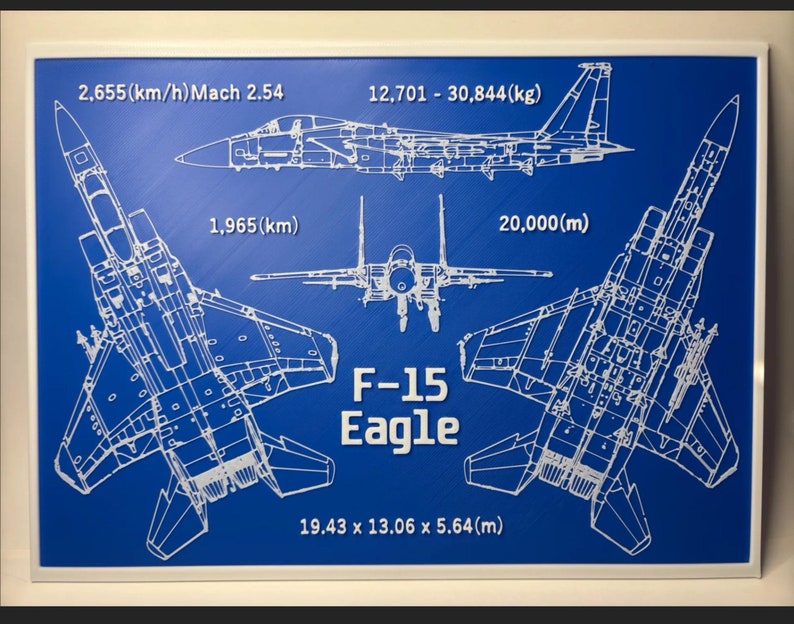 3d-printed Mcdonnell Douglas F-15 Eagle Blueprint Technical Drawing - Etsy