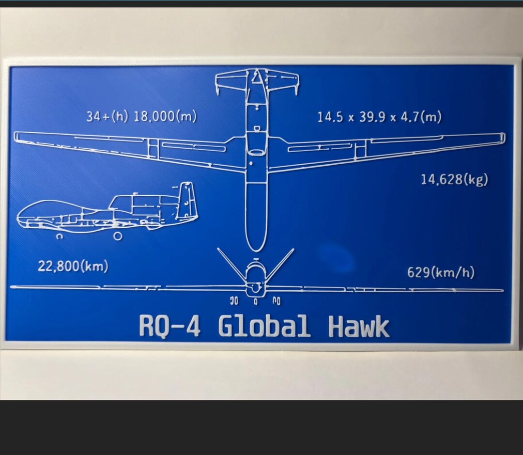 3d-printed Northrop Grumman RQ-4 Global Hawk Blueprint Technical ...