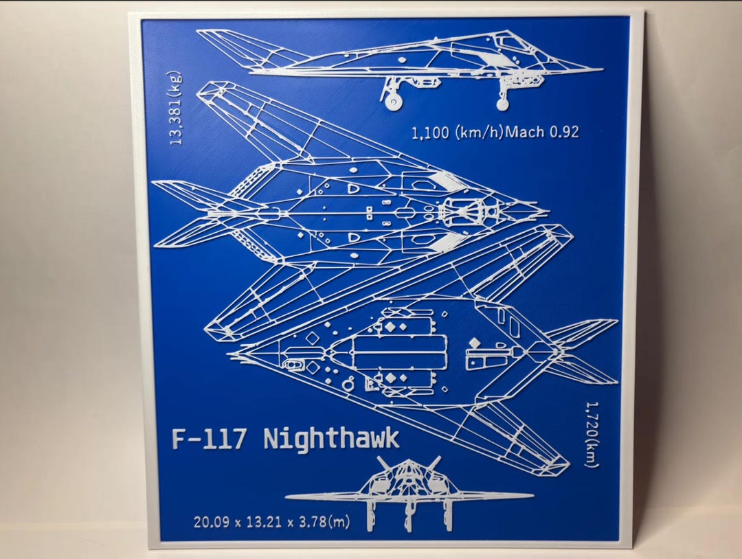 3d-printed F-117 Nighthawk Blueprint Technical Drawing - Etsy