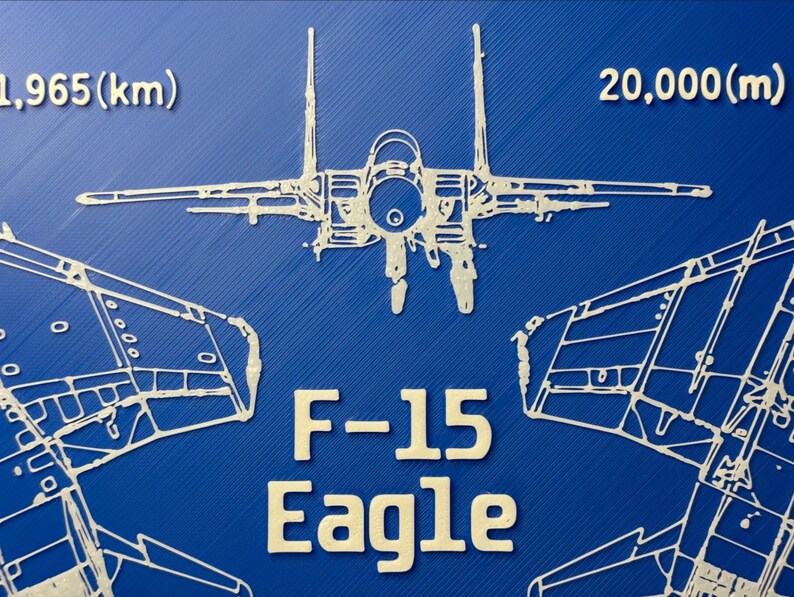 3d-printed Mcdonnell Douglas F-15 Eagle Blueprint Technical Drawing - Etsy