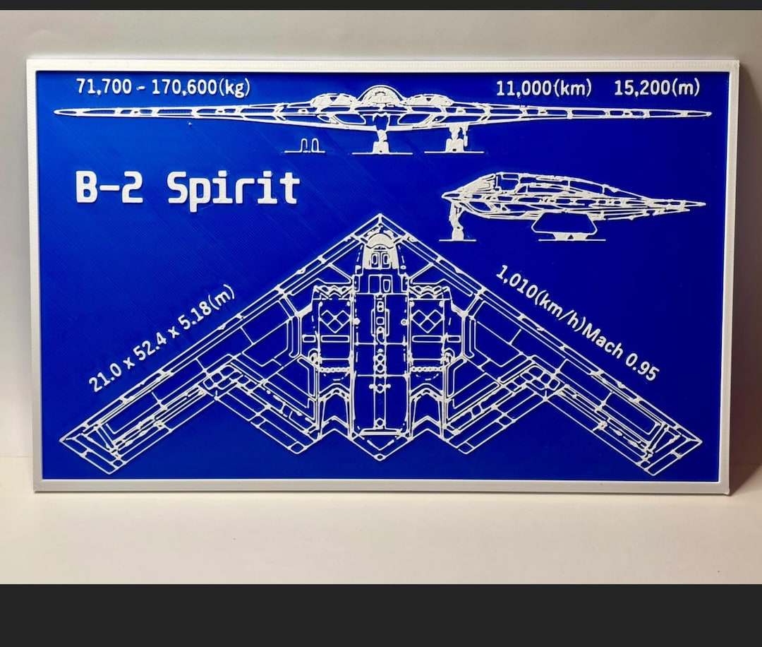 3d-printed B-2 Spirit Bomber Blueprint Technical Drawing - Etsy