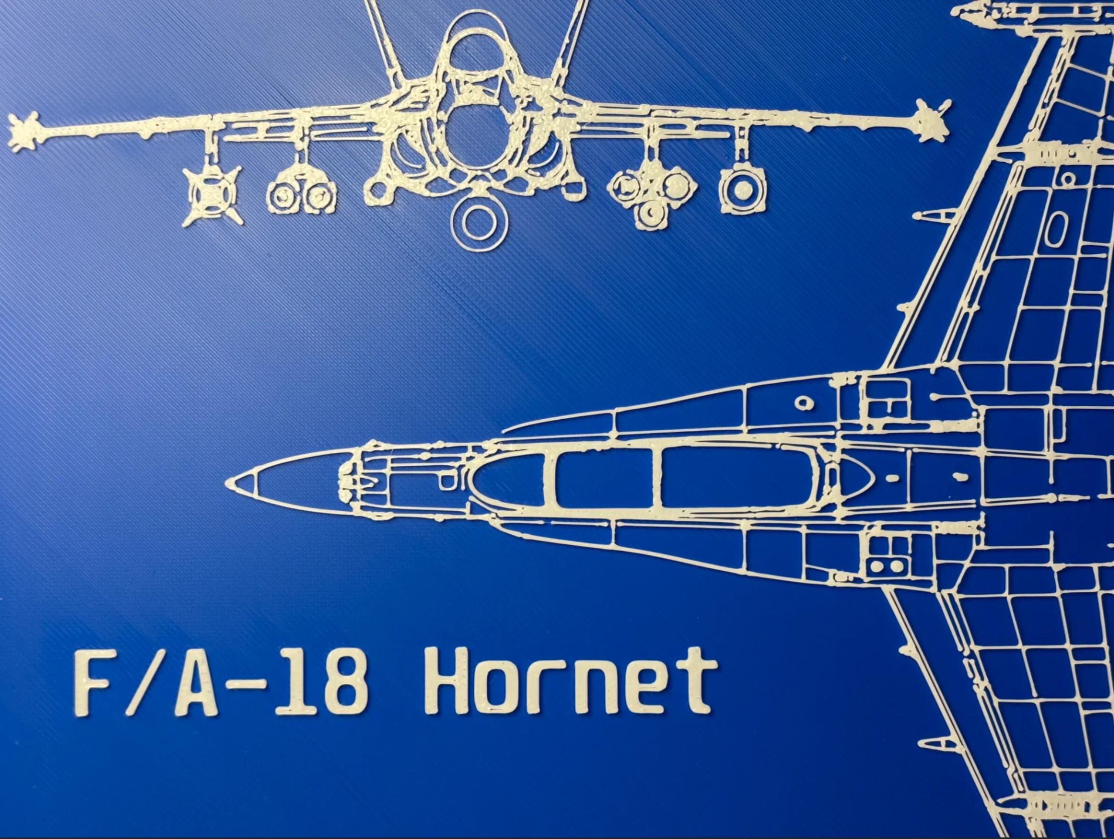 3d-printed Mcdonnell Douglas F/A-18 Hornet Blueprint Technical Drawing ...