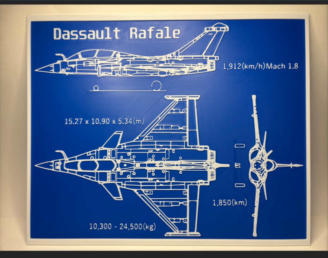 3d-printed Dassault Rafale Blueprint Technical Drawing - Etsy