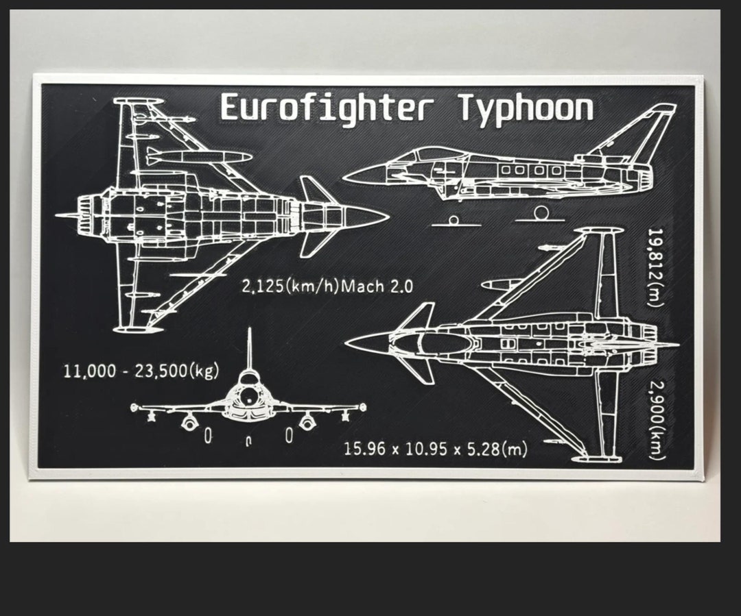 3d-printed Eurofighter Tycoon Blueprint Technical Drawing - Etsy