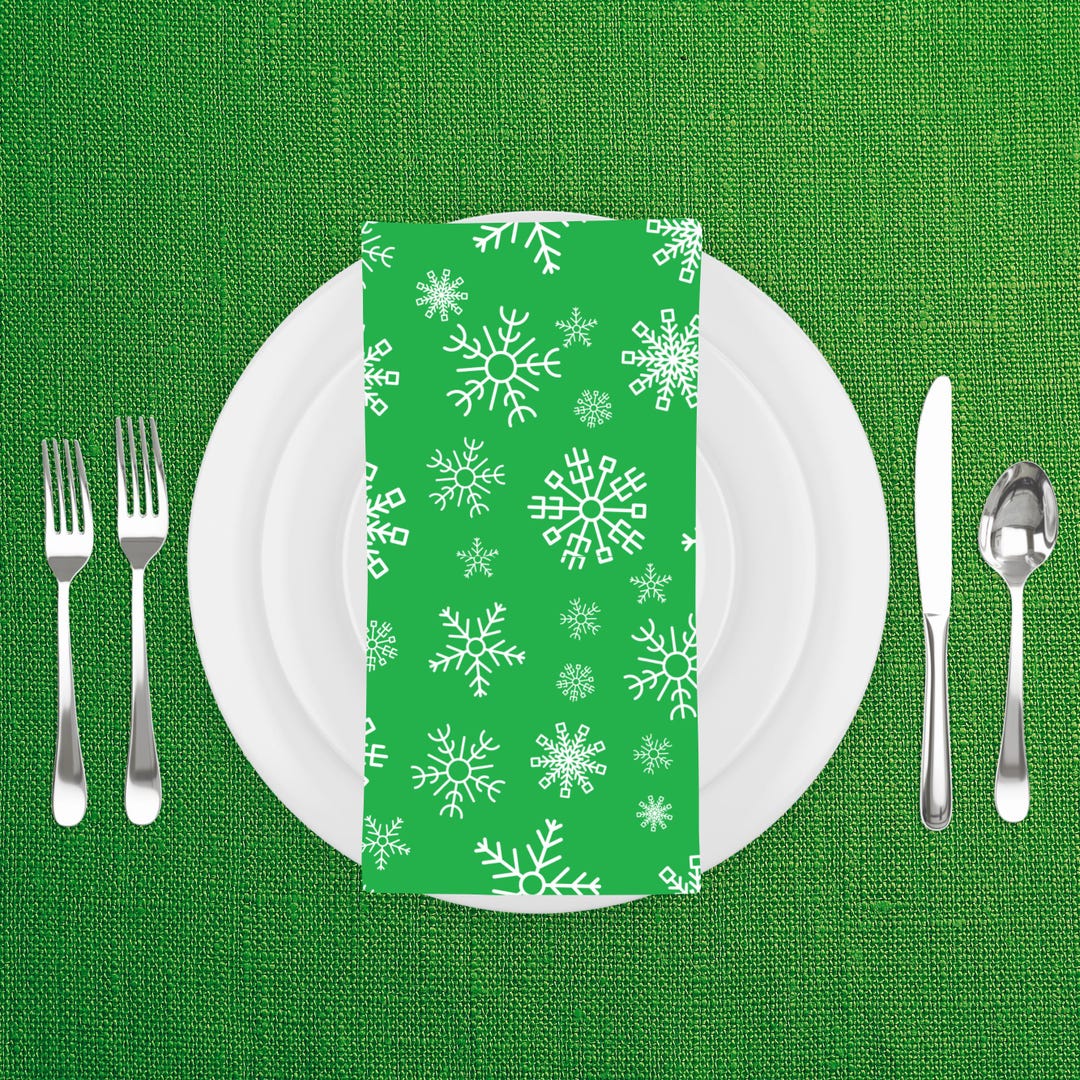 Green Snowflake Cloth Napkins, Christmas Dinner Decor, Set of 4 - Etsy
