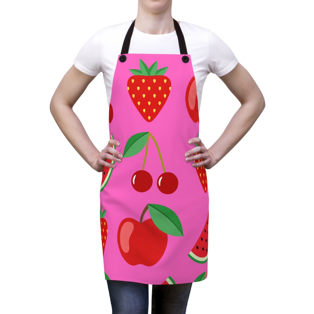 Pink and Red Fruit Apron Chef Birthday Mother's Day Shower Housewarming ...