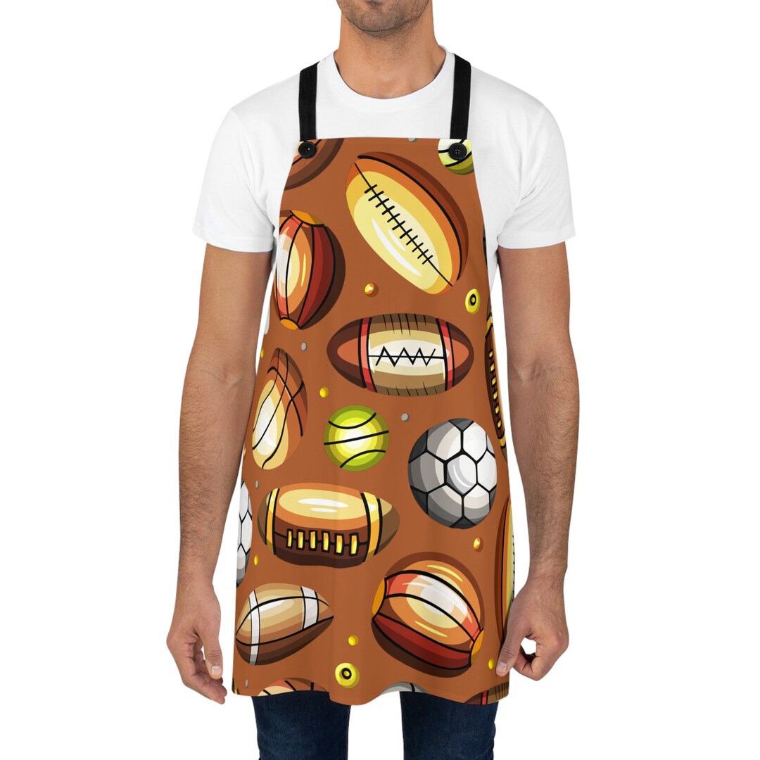 Apron, Colorful Sports Balls Print, Birthday, Kitchen, Christmas, Cook ...