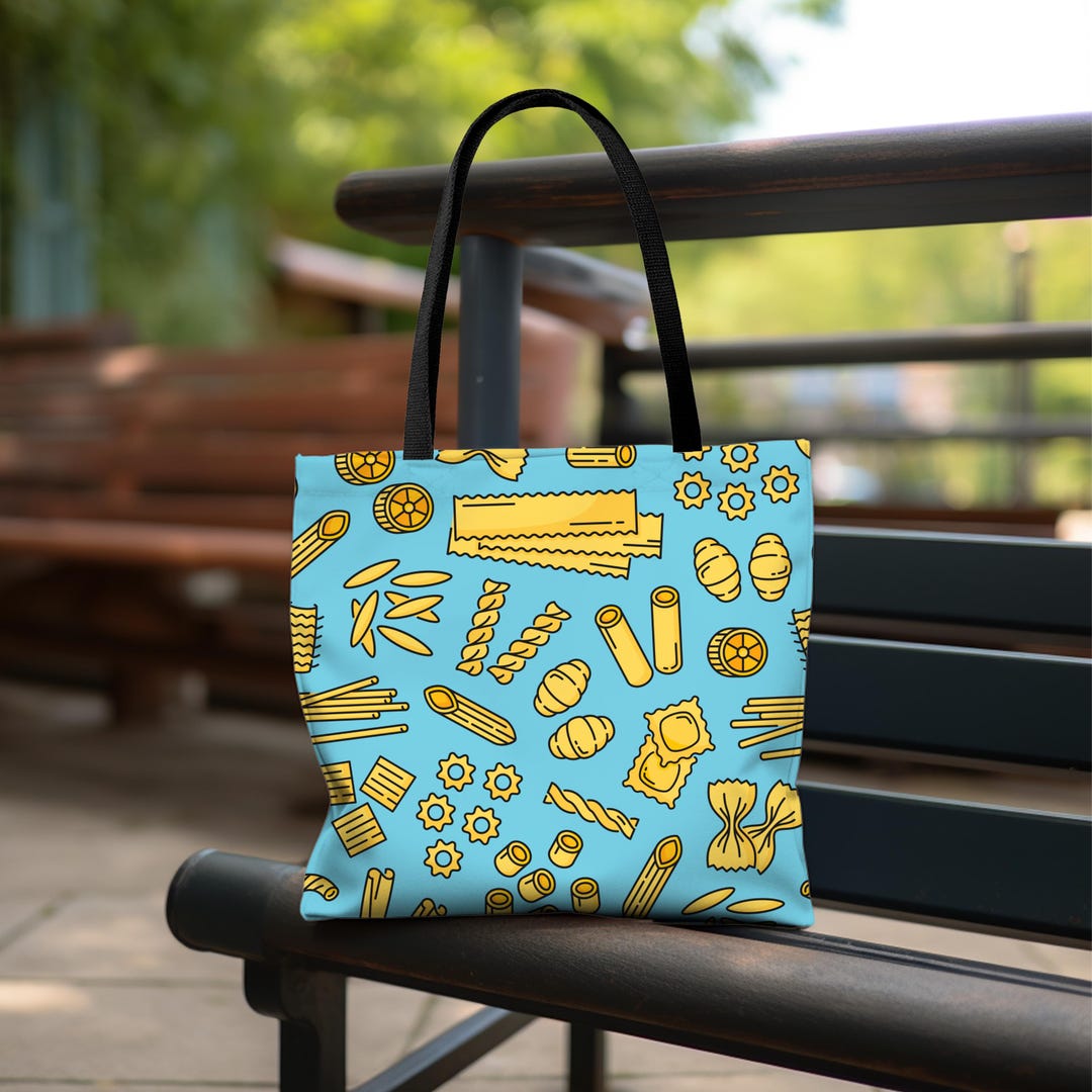 Pasta Tote Bag, Italian Food Lover Gift, Light Blue Shopping Bag ...
