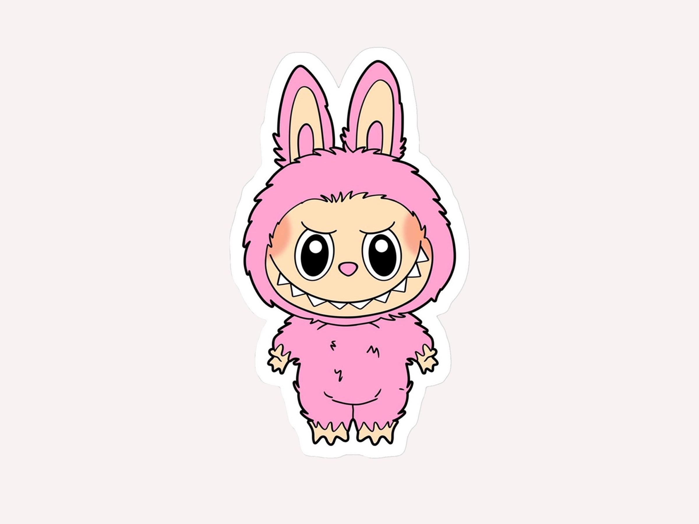 Labubu Pink Sticker Vinyl Matte Pop Mart - Etsy