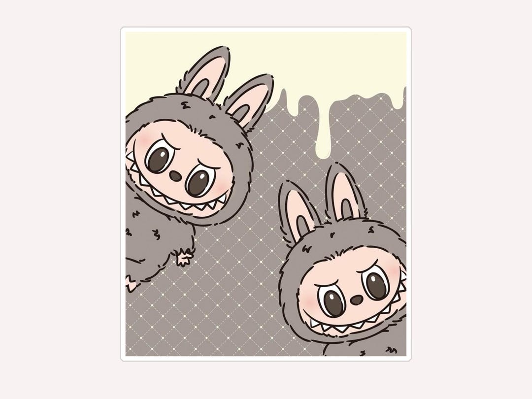 Labubu Grey Sticker Clear Pop Mart - Etsy