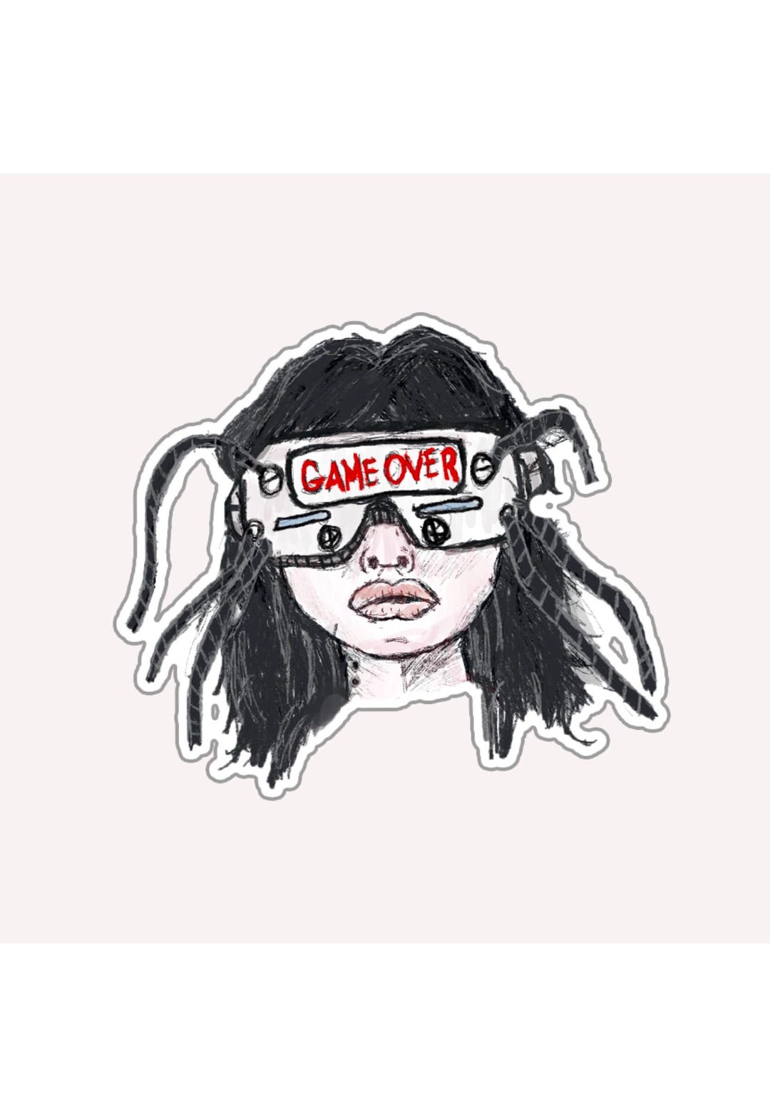 Game Over Girl Sci Fi Cyber Punk Sticker - Etsy