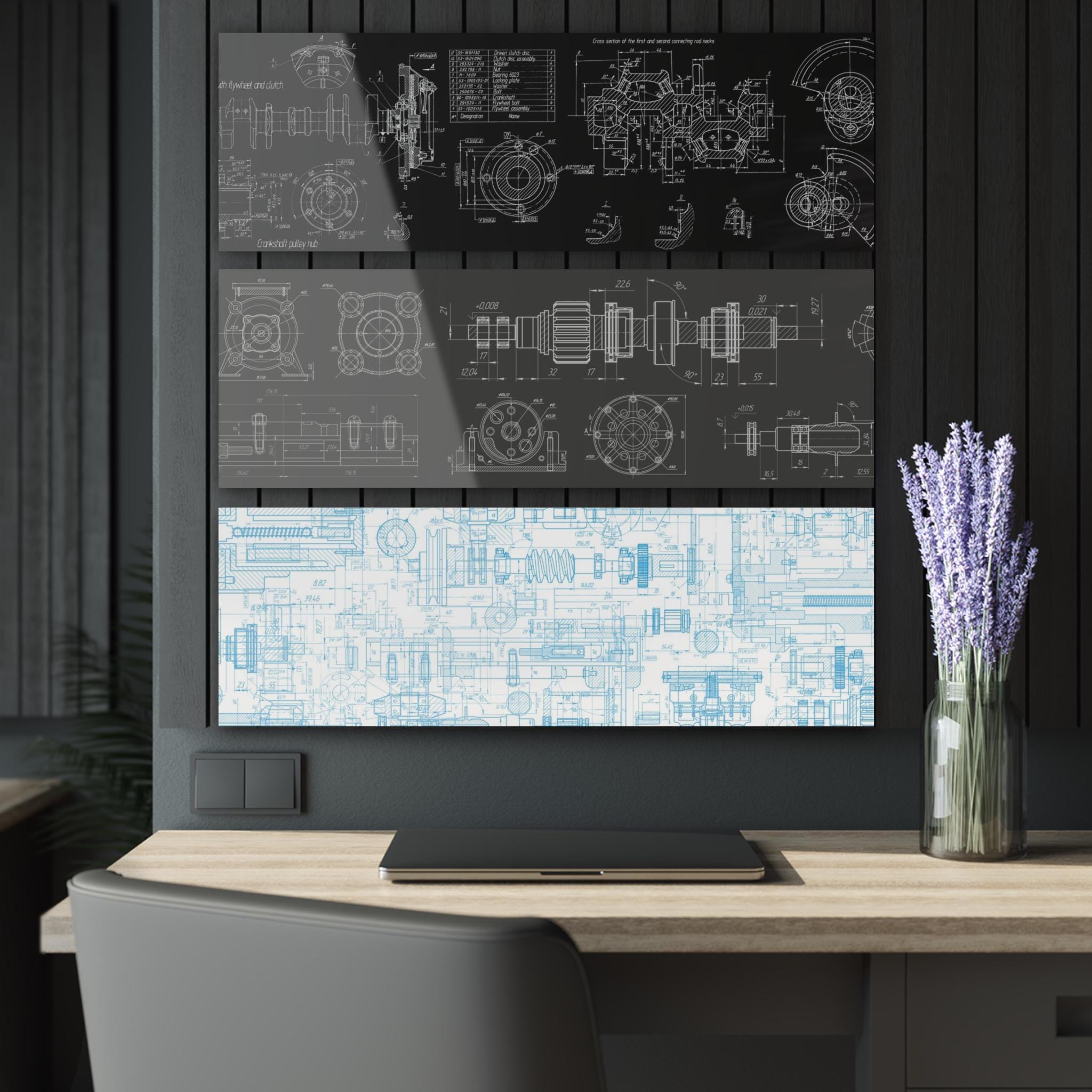 Engineering Technical CAD Drawings Wall Art, Office Decor, Engineer ...