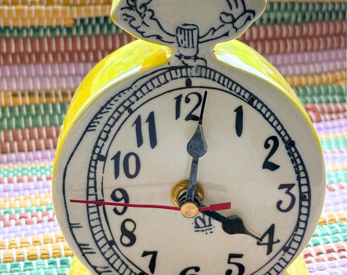 Molly Hatch Ceramic Clock for Anthropologie – Yellow Hand-drawn Style ...