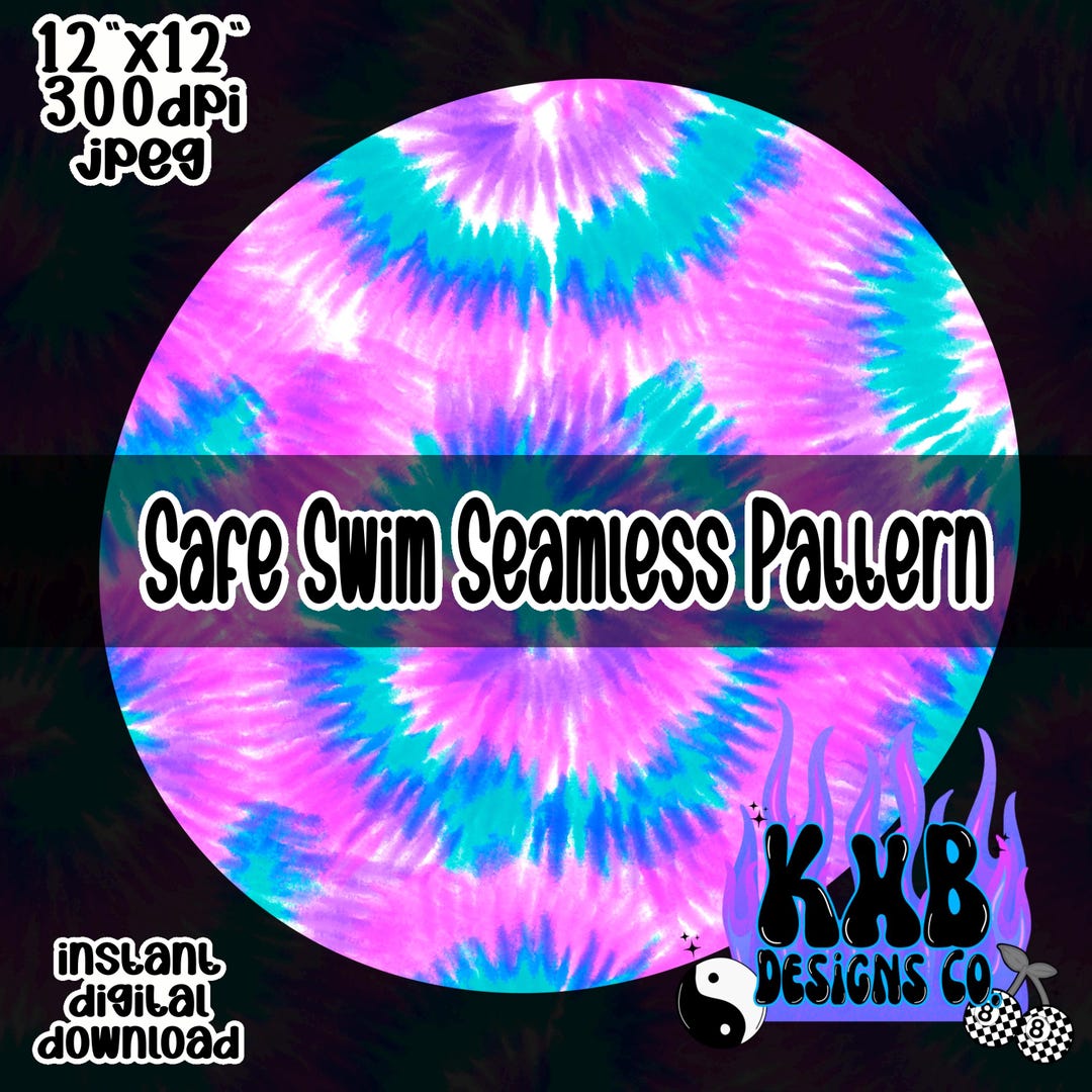 Safe Swim Neon Tie Dye Seamless Pattern | Summer Digital Papers | Swim ...