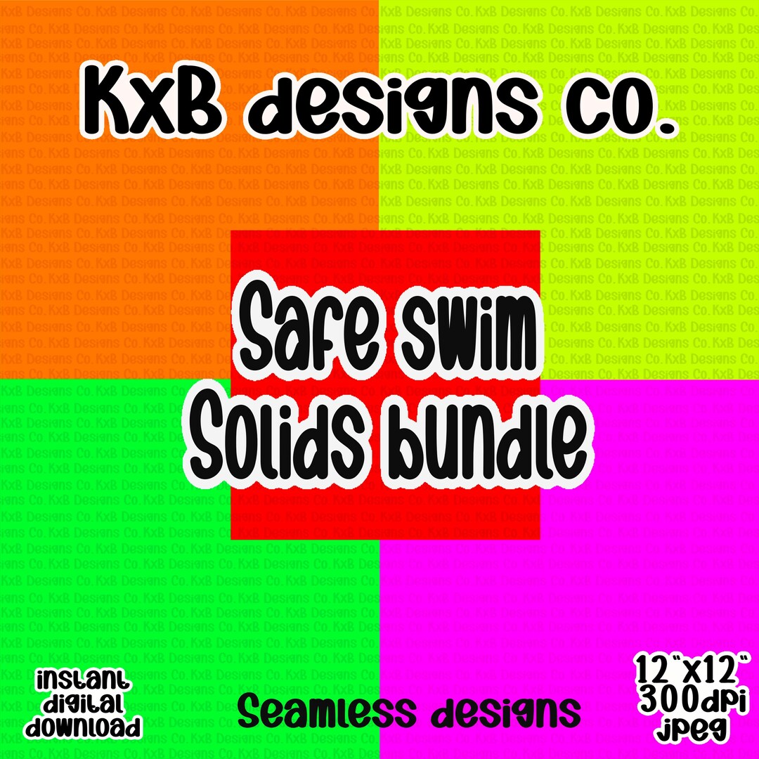 Safe Swim Solid Neons Bundle of Seamless Patterns | Summer Neon Digital ...